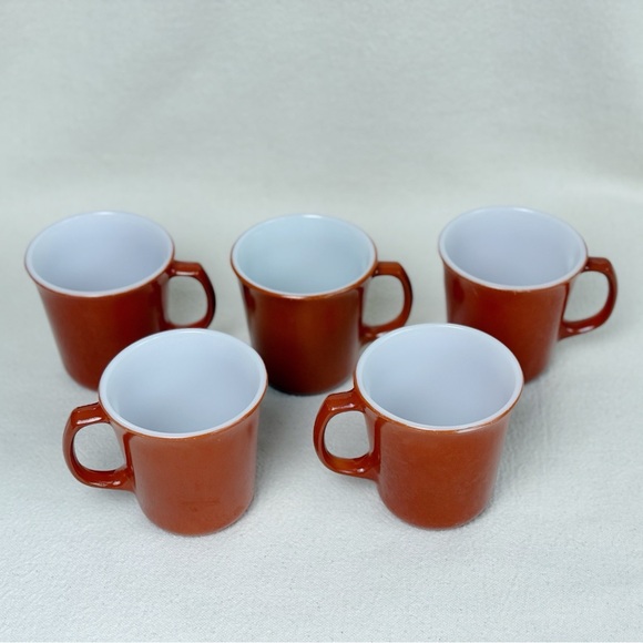 Corningware | Dining | Corning 5 Vintage Burnt Orange Milk Glass Coffee ...